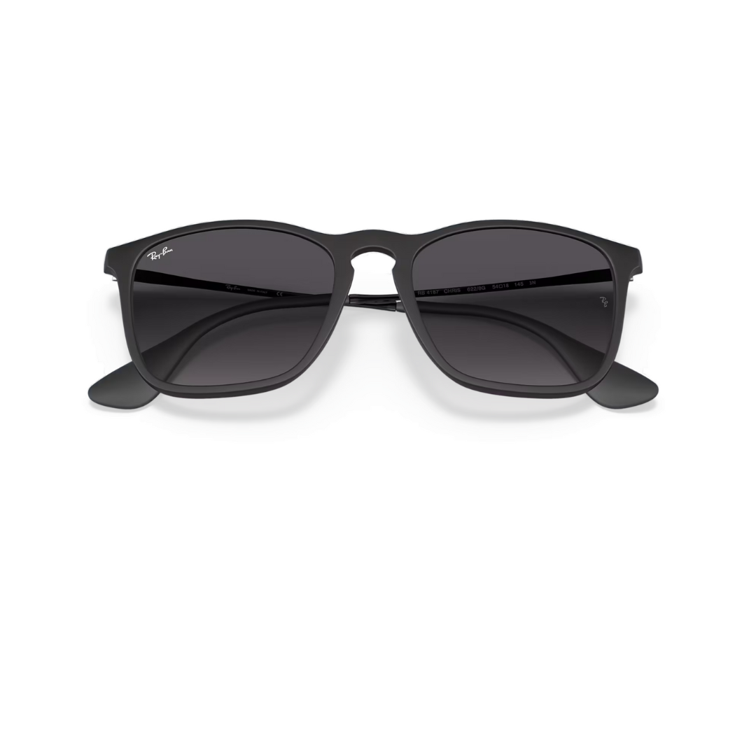 Ray-Ban RB4187 622/8G 54-18 Chris Black Sunglasses- Nylon - Grey Lense